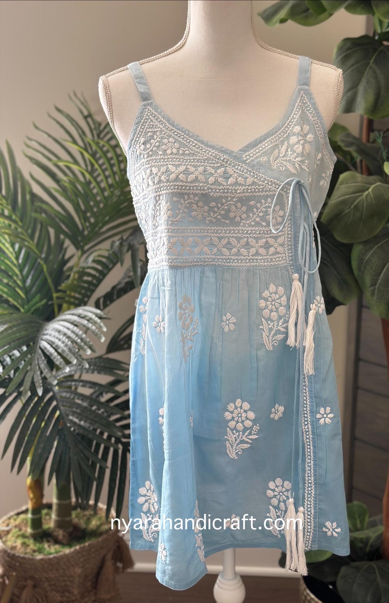 Pure Cotton Spaghetti Strap Blouse /hand Embroidered / Chikankari ...