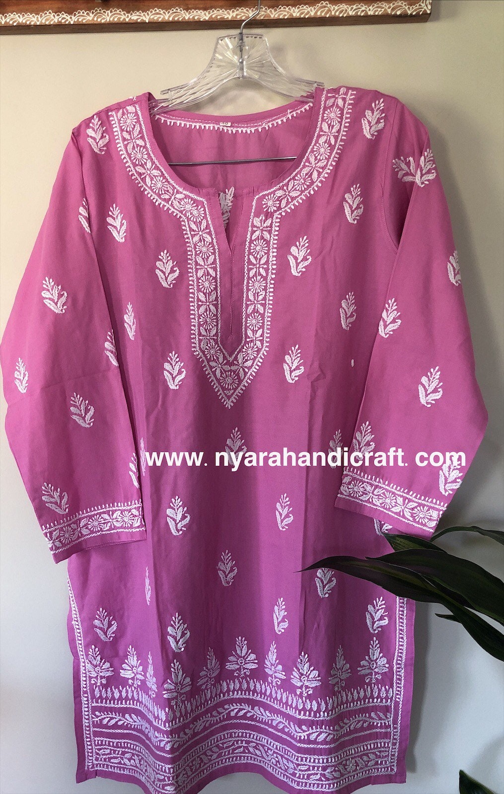 Chikankari Short Top Kurti/ Hand Embroidered/Free Shipping in US