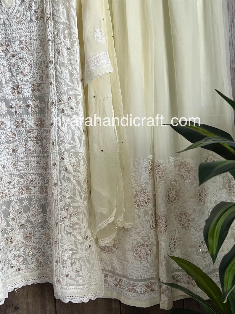 Cream Lucknow Chikankari Suit / 4 Pc Set / Gota Patti - Etsy