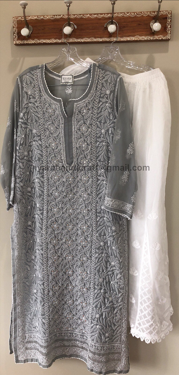 Lucknow Chikan fine georgette tunic/Kurta with hand embroidery and ...