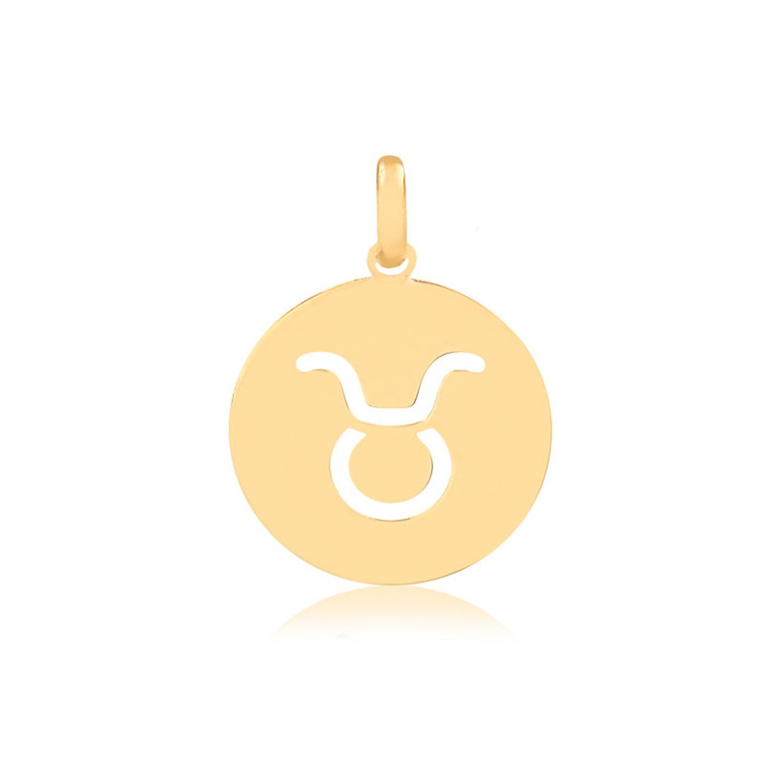 Taurus Zodiac Sign, 14k Solid Yellow Gold Horoscope Medal Pendant for ...