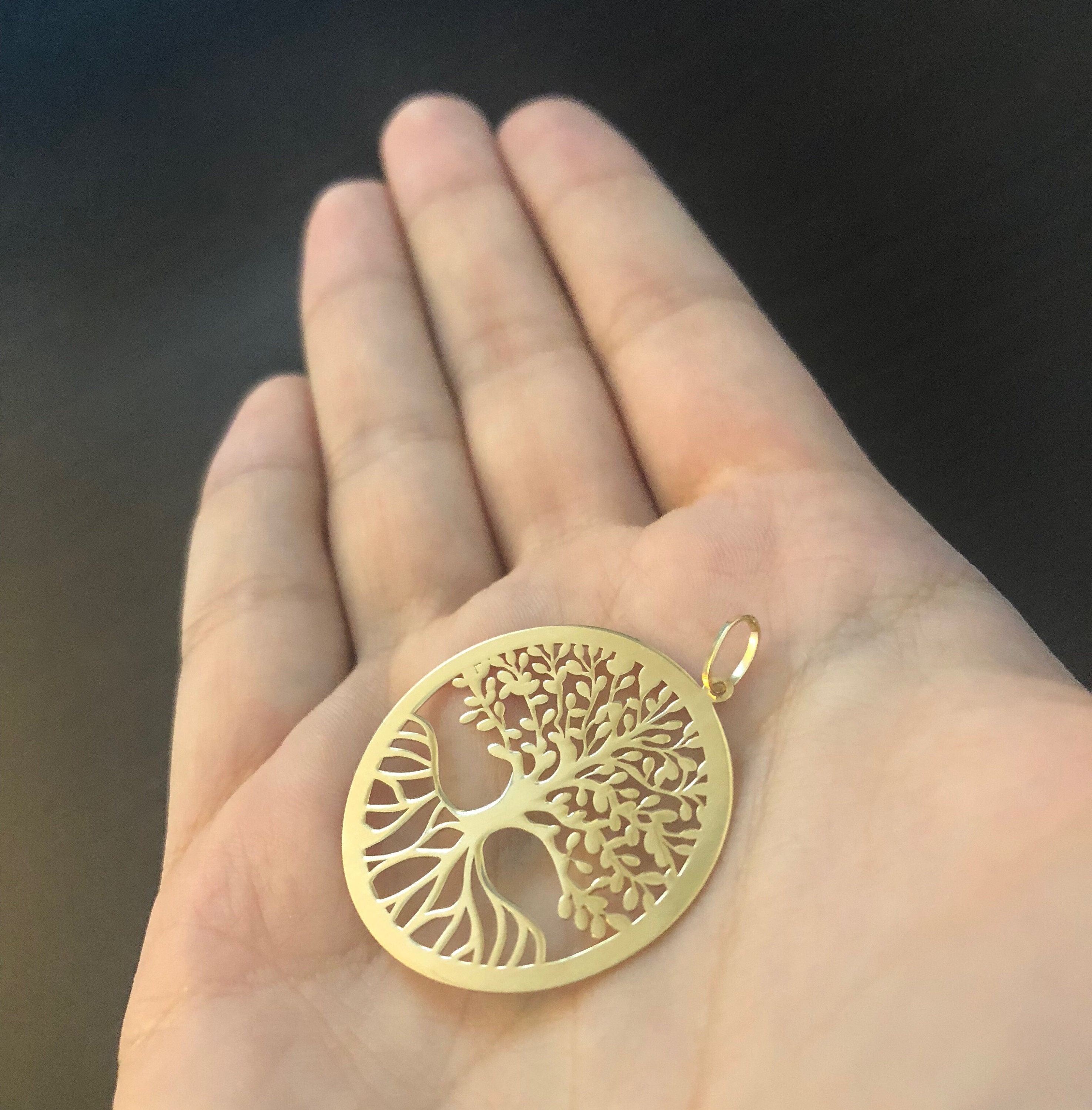 Gold Tree of Life 14k Solid Yellow Pendant for Necklace 30 Mm - Etsy