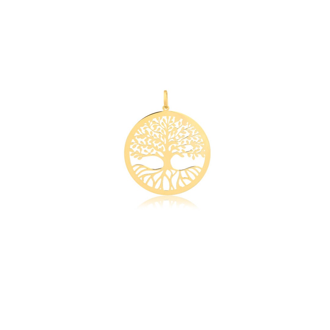 18k Yellow Gold Tree of Life Pendant 15mm Charm Necklace Gift for Her ...