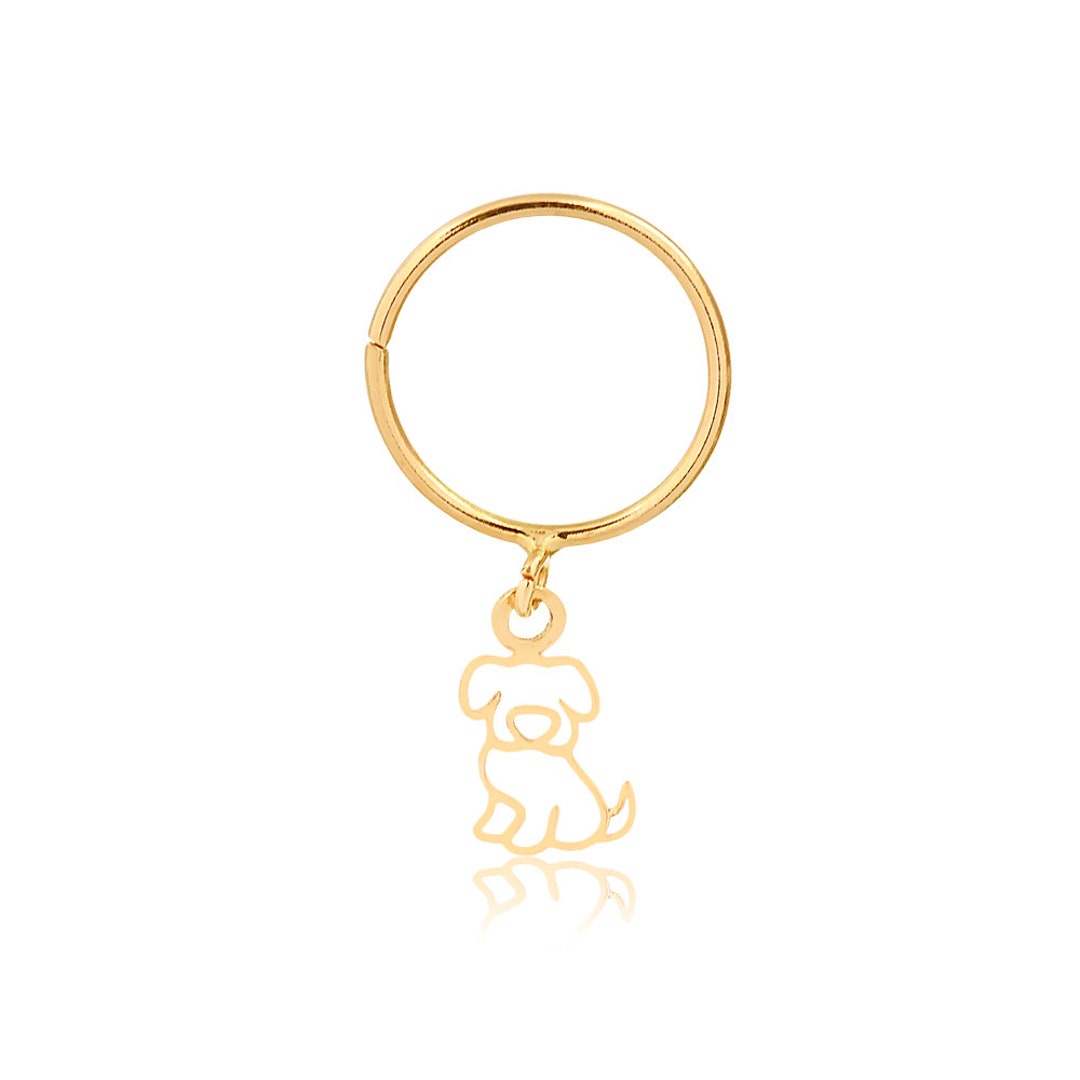 18k Solid Gold Drop Dangle Dog Cartilage Hoop Ring Ear Piercing for ...