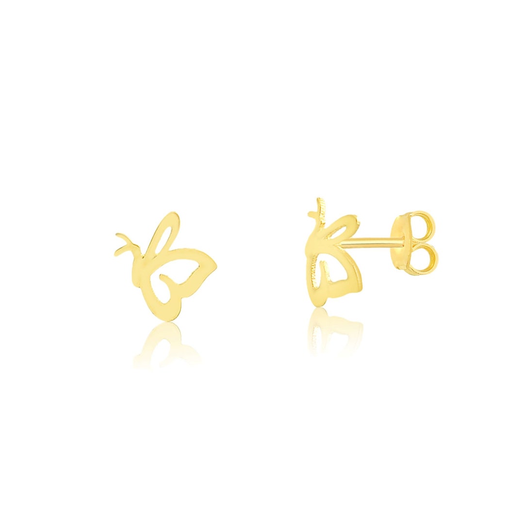 18k Gold Butterfly Shaped Earrings Small Stud Jewelry - Etsy