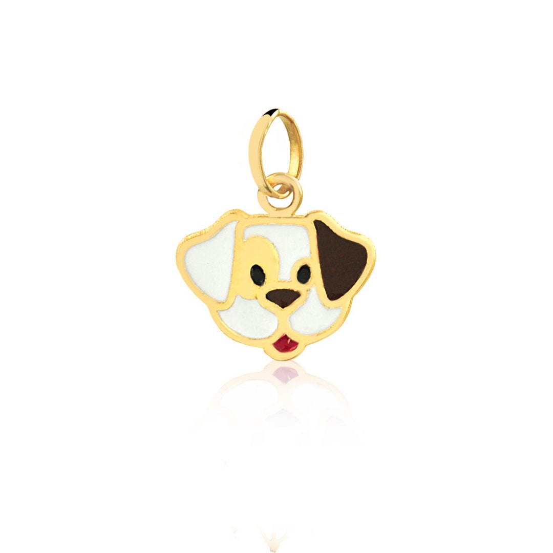 18k Solid Gold Enamel Dog Charm - Infant's Pendant - Etsy
