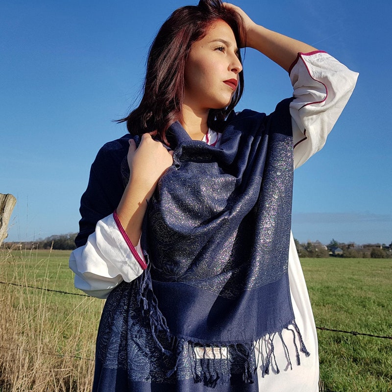 Navy Pashmina - Etsy