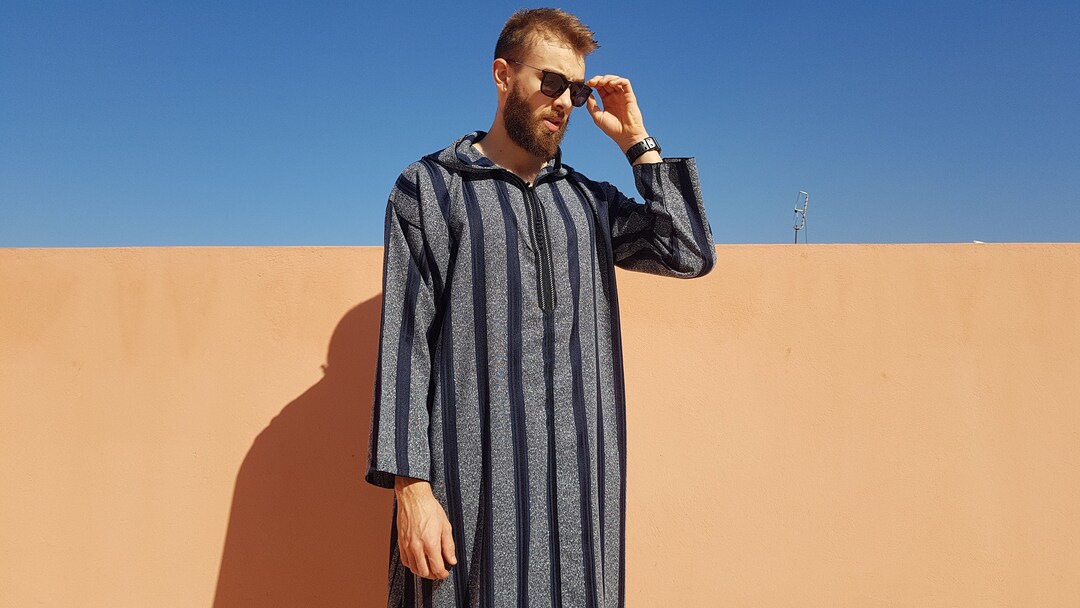 Beautiful Moroccan Blue Djellaba for Men - Etsy