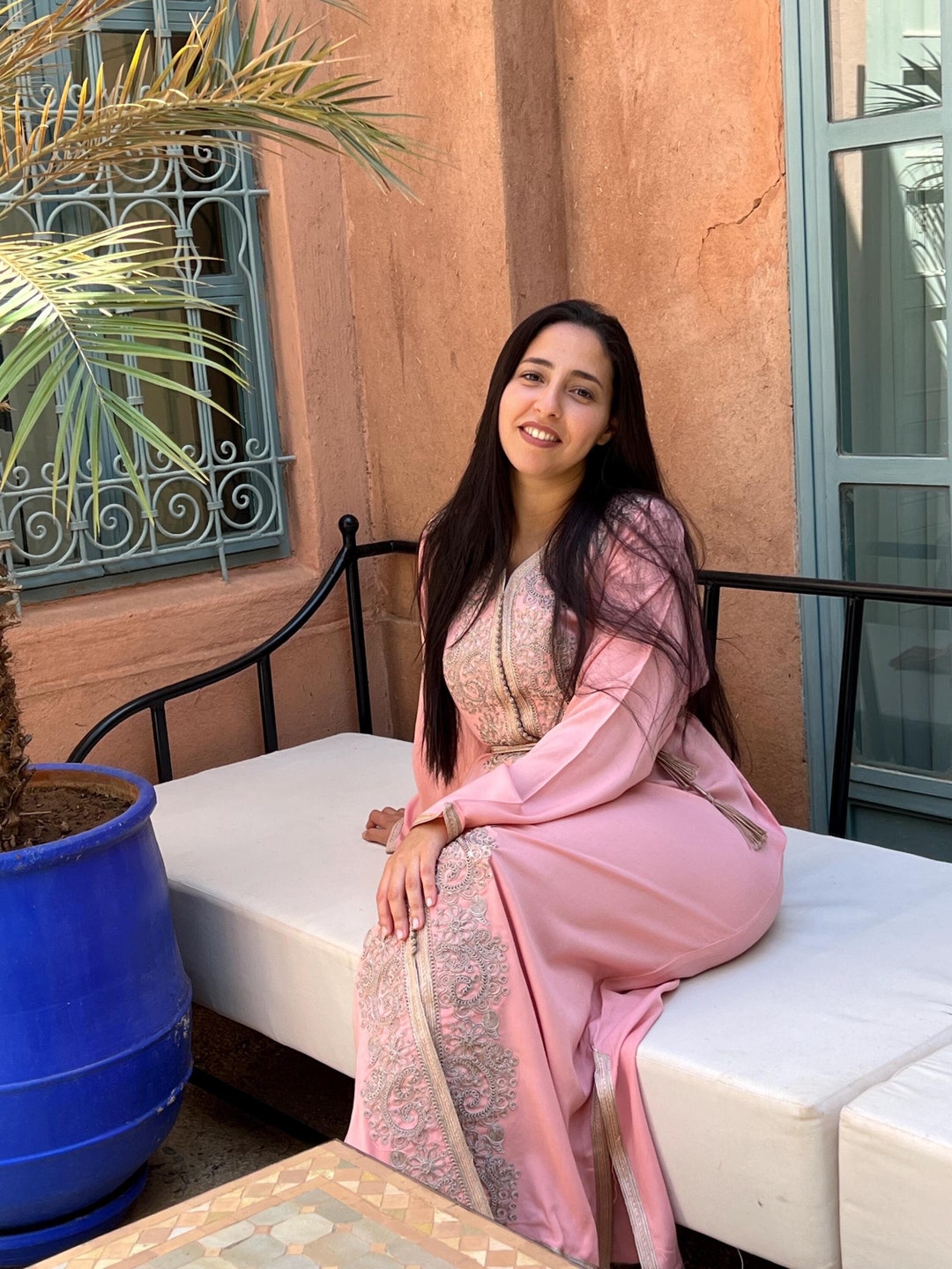 Beautiful Moroccan Pink Kaftan for Women, Long Evening Dress - Etsy