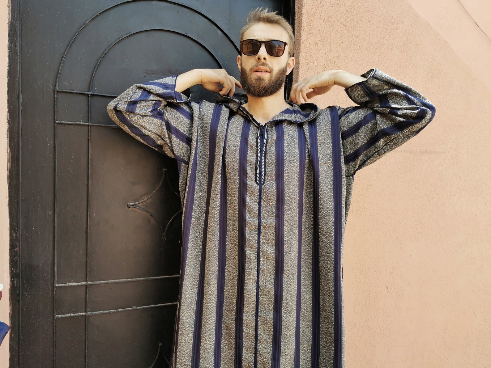 Beautiful Moroccan Navy Blue Djellaba for Men - Etsy