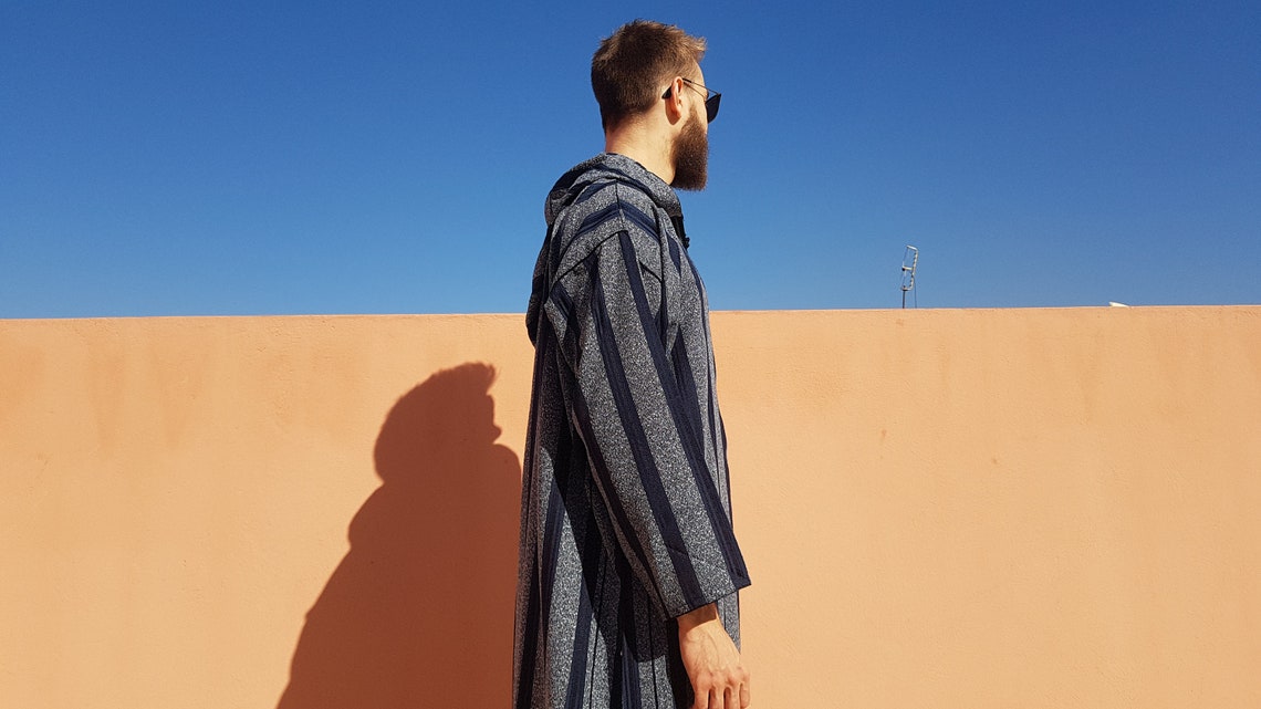 Beautiful Moroccan Blue Djellaba for Men - Etsy
