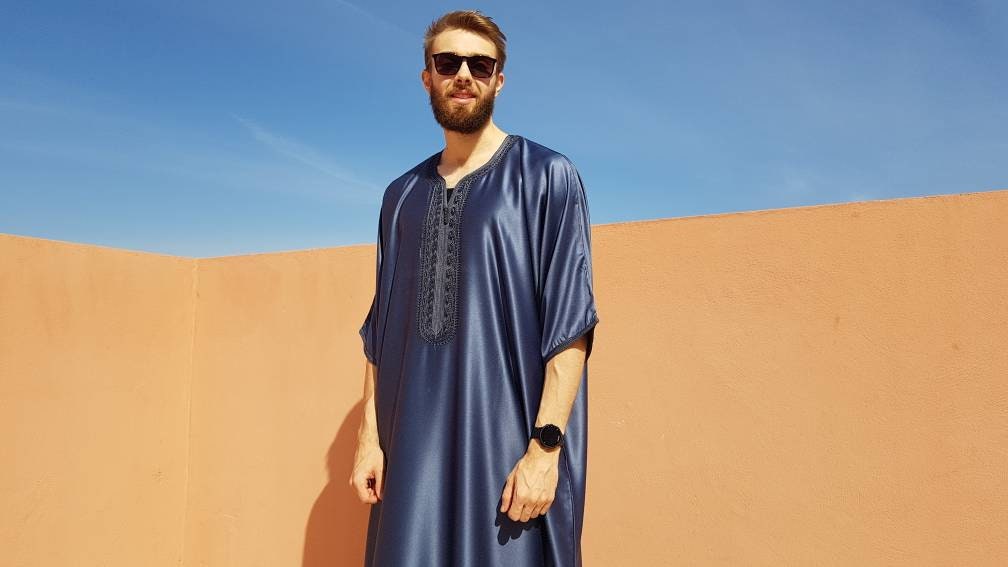 Large moroccan Blue kaftan for men