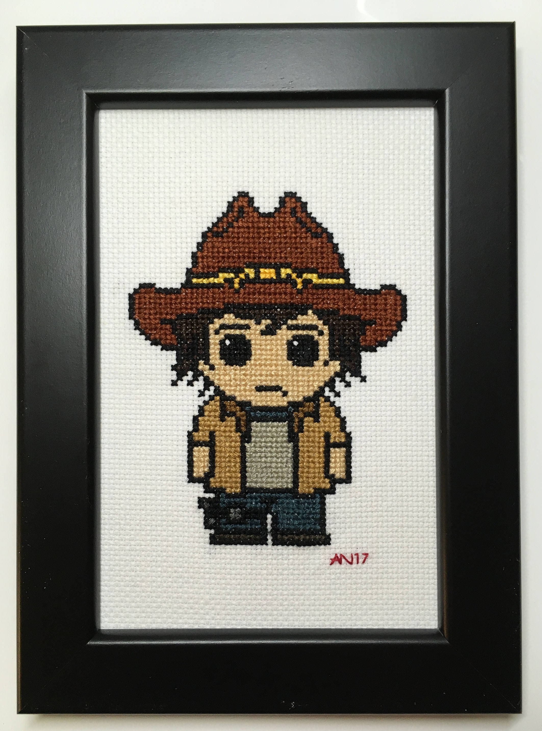 The Walking Dead Handmade Cross Stitch Carl Grimes - Framed - Etsy