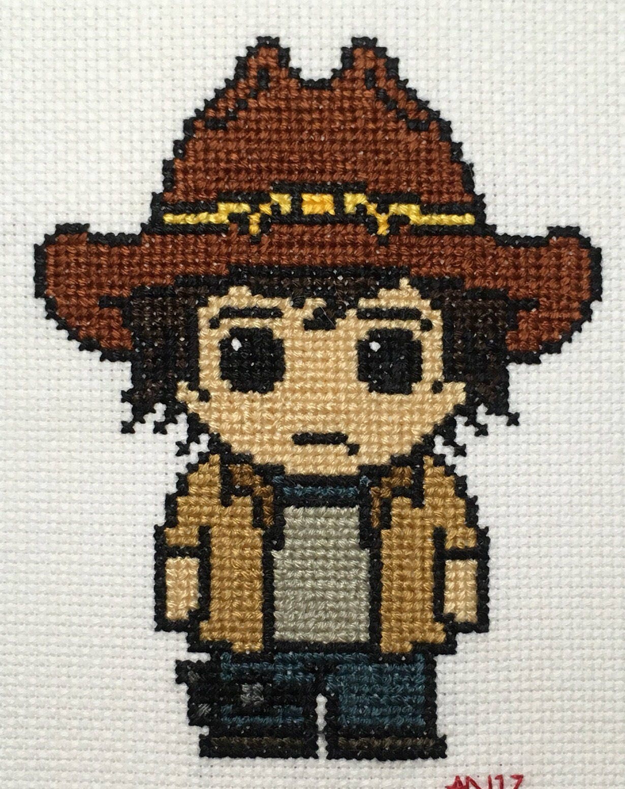 The Walking Dead Handmade Cross Stitch Carl Grimes - Framed - Etsy