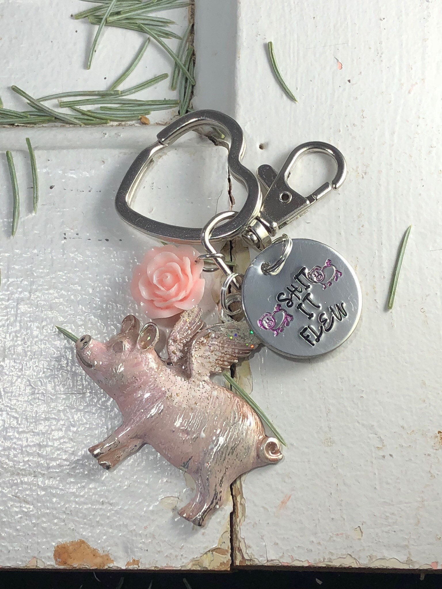 Flying Pig Pink Flying Pig Keychain Pigs Flying Pigs Pigs | Etsy