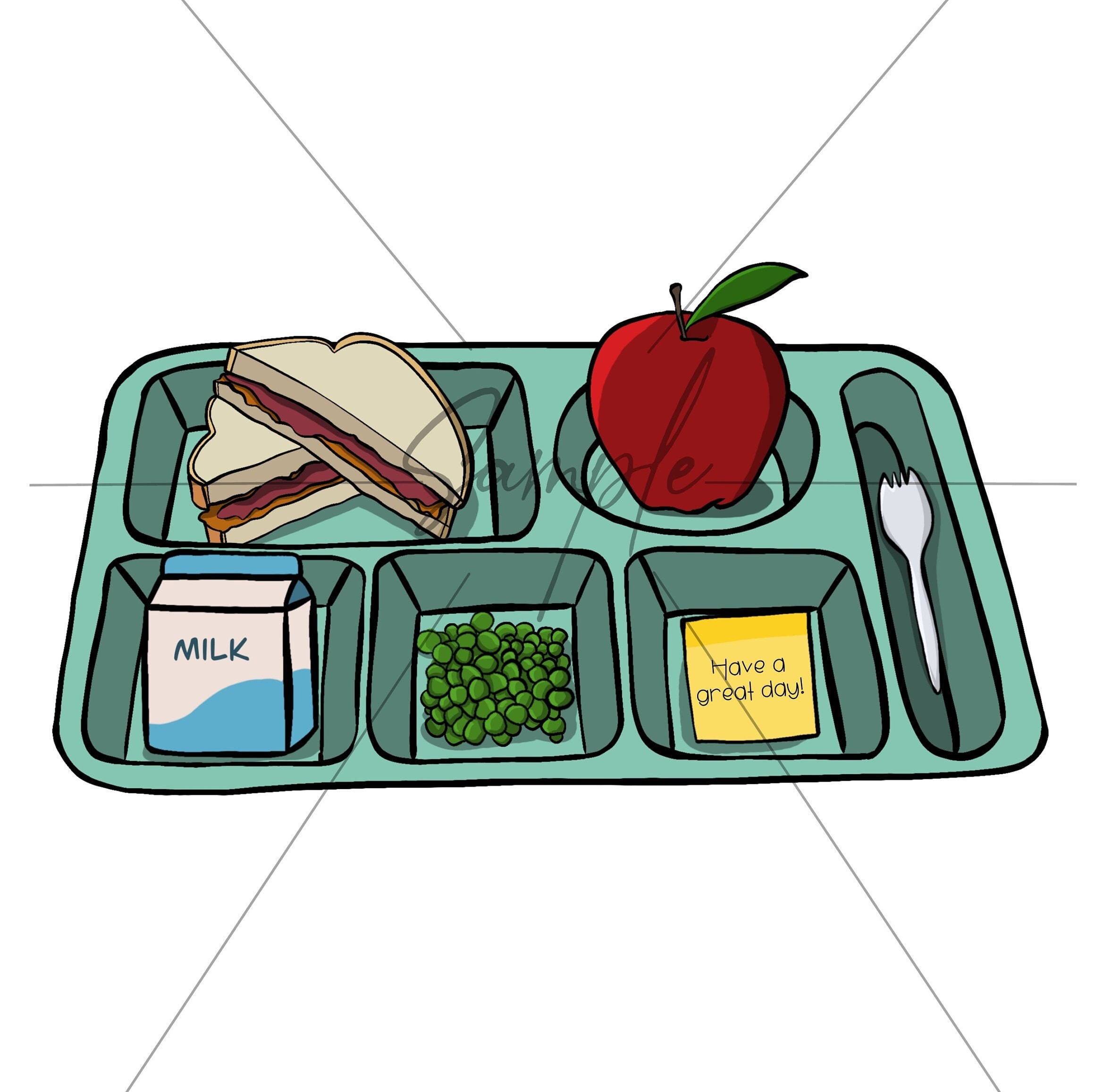 Cartoon School Lunch Tray