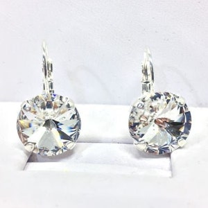 Swarovski 12mm Rivoli Crystal Clear Earrings, Gorgeous Sparkle Bridal ...