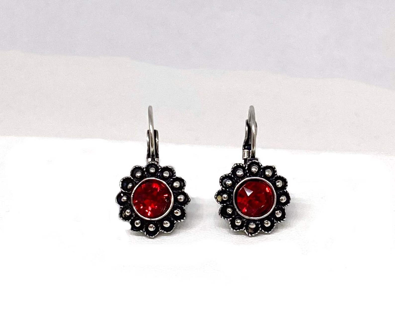 6mm Swarovski Crystal Flower Lever Back Earrings, Delicate Floral ...