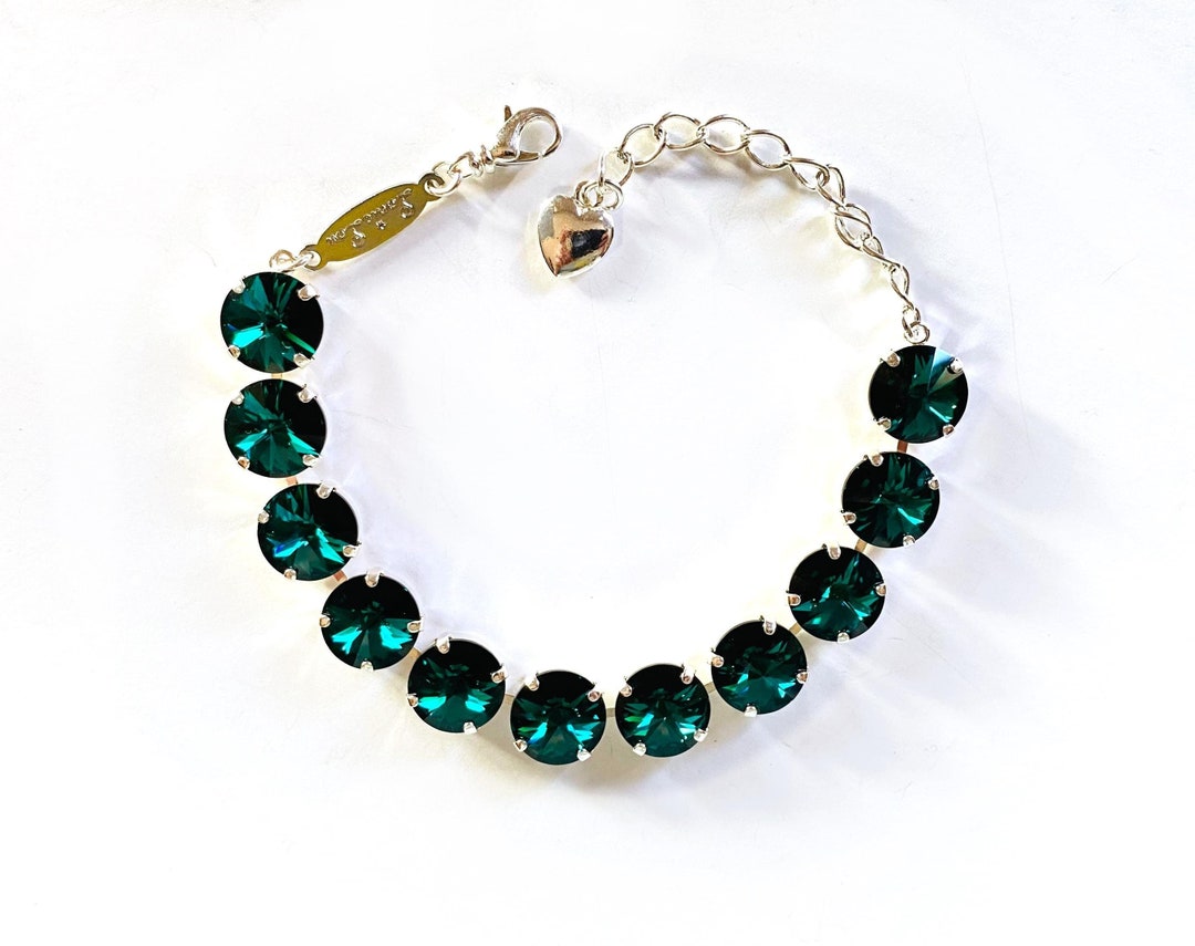 Swarovski 12mm Emerald Green Rivoli Crystal Bracelet, Christmas Royal ...