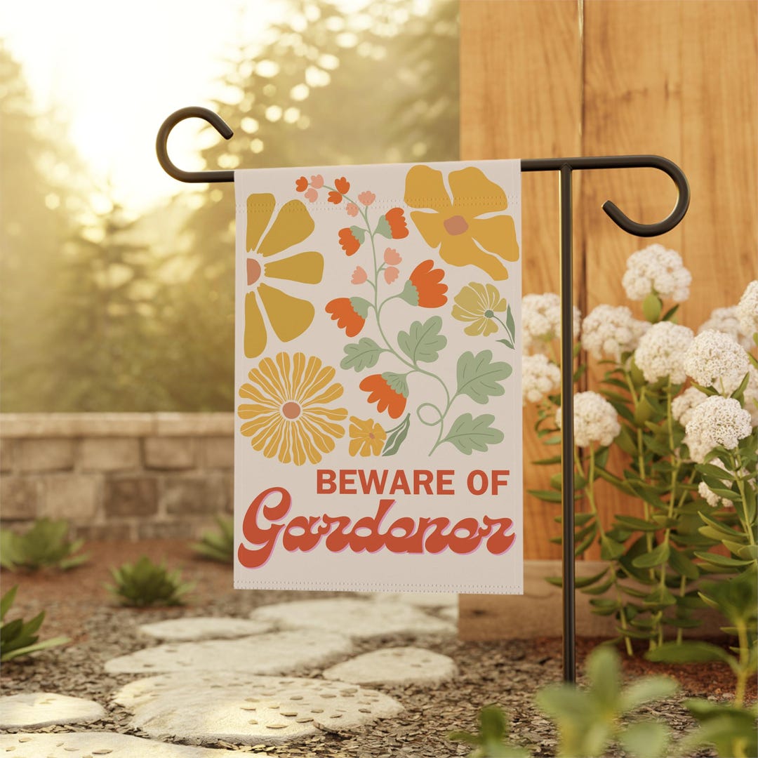 Beware of Gardener Garden Flag, Funny Gardener Banner, Retro Garden ...