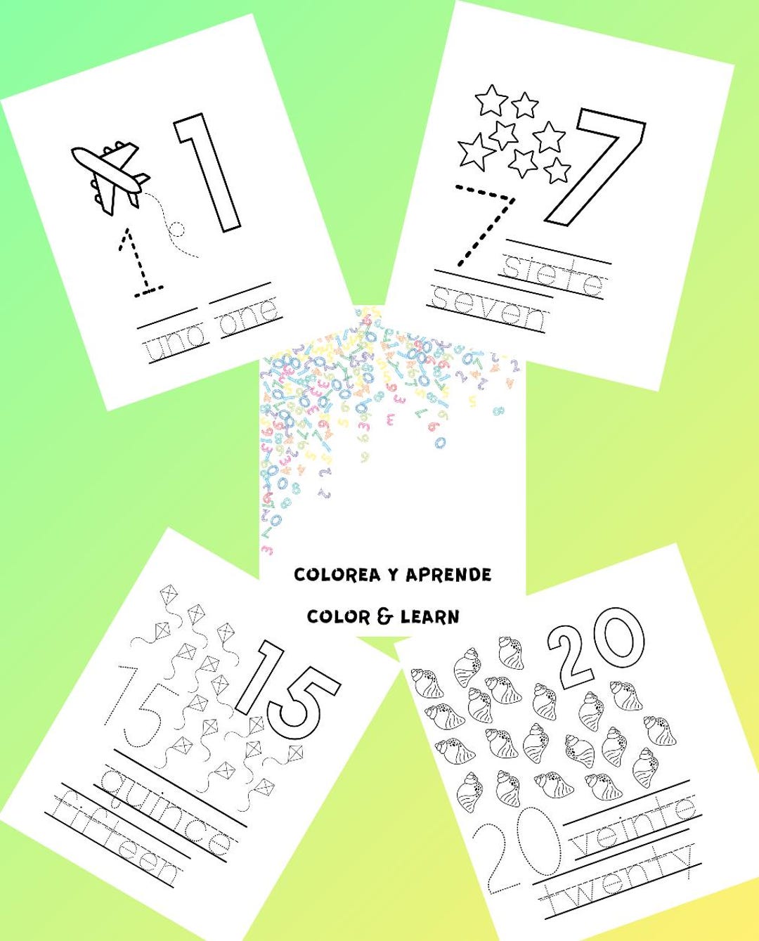 Spanish and English Number Coloring Book - Etsy