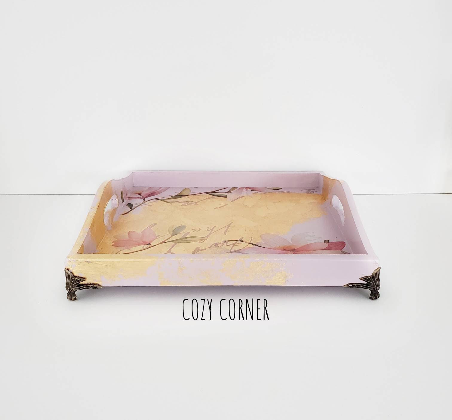 Small Decorative Tray, Small Purple Tray, Refinished Tray, Perfume Tray ...