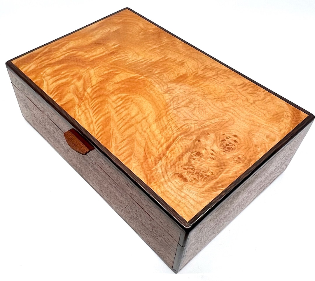 Figured Maple Jewelry Box, Wood Valet Box for Men, 5th Anniversary Gift ...
