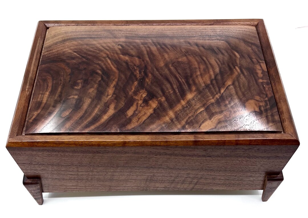 Figured Walnut Cremation Urn, Large Wood Cremation Urn for Human Ashes ...