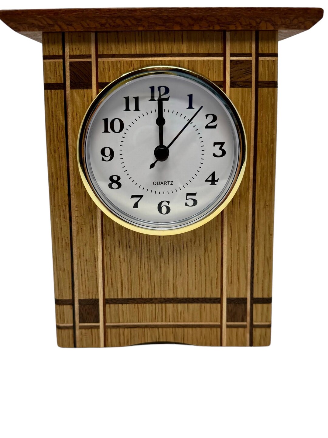 NEW Arts & Crafts Wood Clock, White Oak Mantle Clock, Wood Tabletop ...