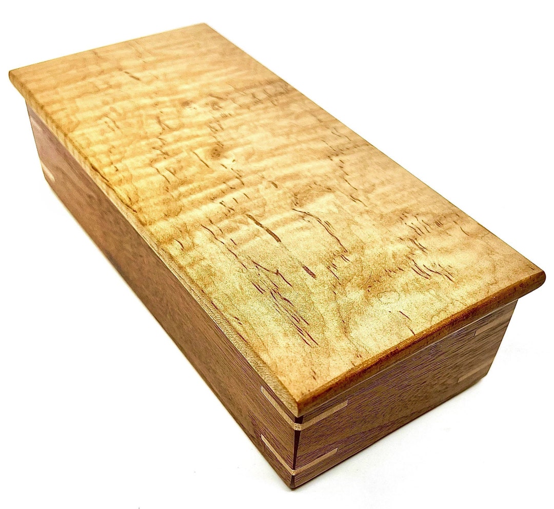 Birdseye Maple Wooden Pencil Box, Wooden Pen Box, Small Wood Jewelry ...