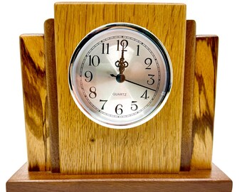 Small Mahogany Mantel Clock, Wooden Art Deco Clock, 5th Anniversary ...