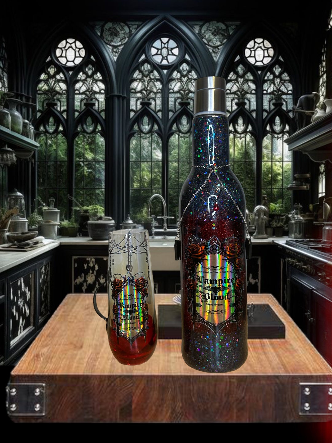 Vampire Blood Bottle, Gothic Bottle, Gothic Wine Glass, Horror Cup ...