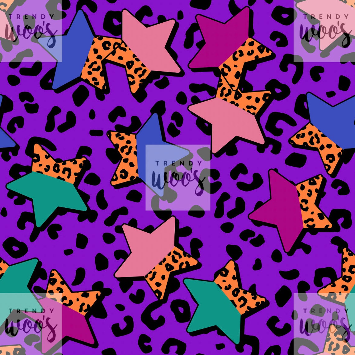 Bright Stars Leopard Print Animal Retro Seamless Pattern / Fabric ...