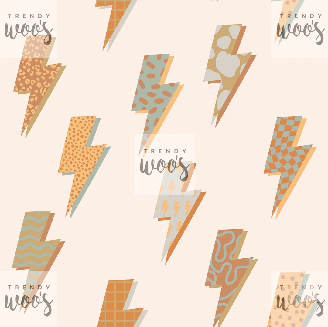 80s 90s Lightning Bolt Abstract Retro Shape Bright Geometric Boho Muted ...