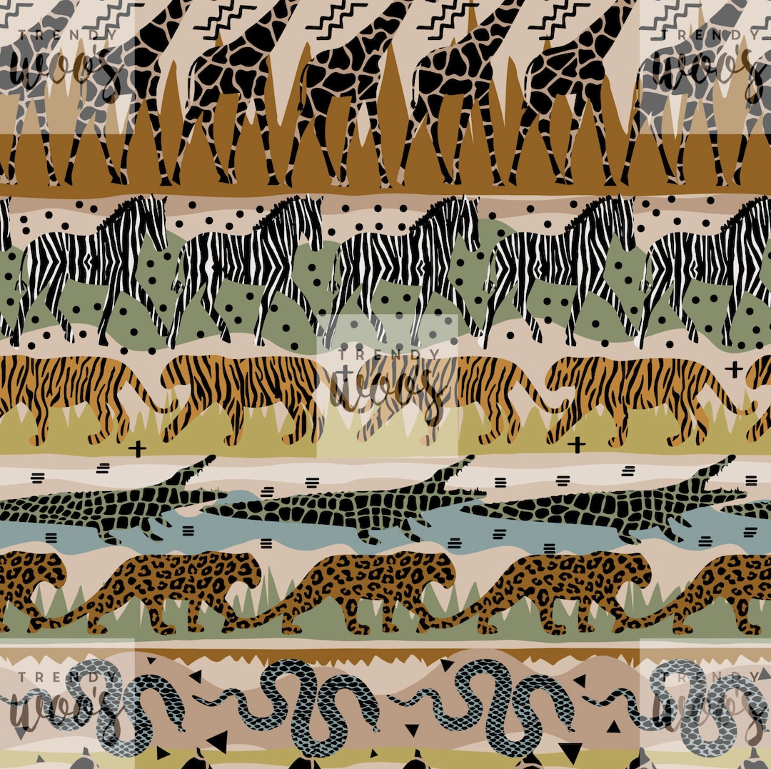 Jungle Parade Animal Print Leopard Safari Boho Vintage Retro Seamless ...