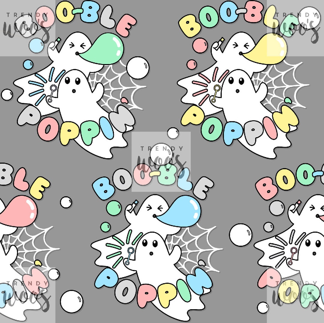 Boo-ble Poppin' Halloween Fall Unisex Rainbow Kawaii Retro Ghost Ghoul ...