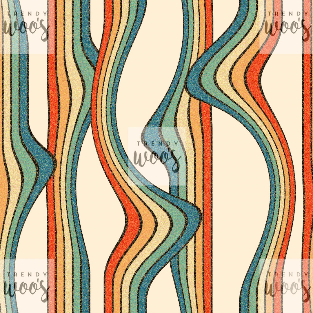 Vintage Stripes 70s Rainbow Retro Wave Geometric Boho Seamless Pattern ...