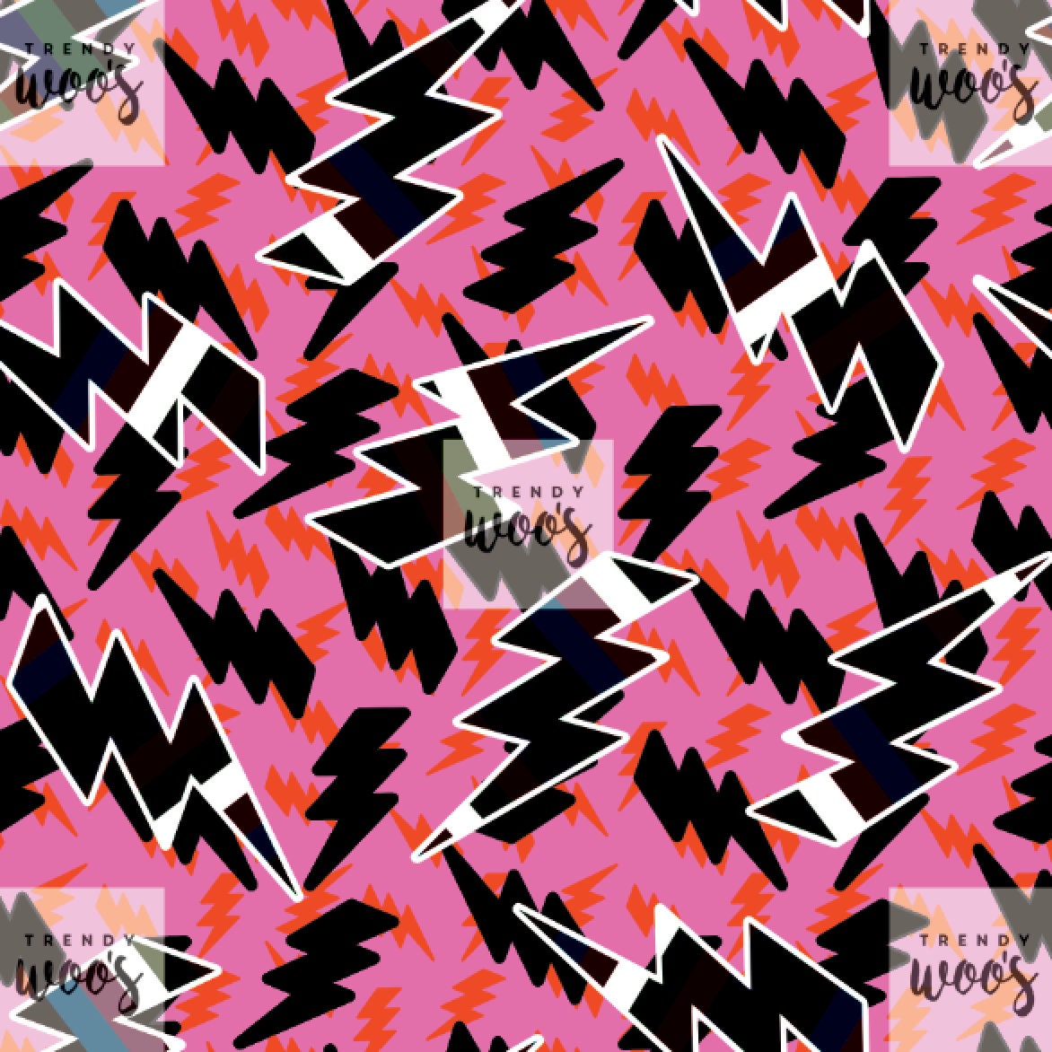 Pink Punk Lightning Retro Bowie Seamless Pattern / Fabric - Etsy