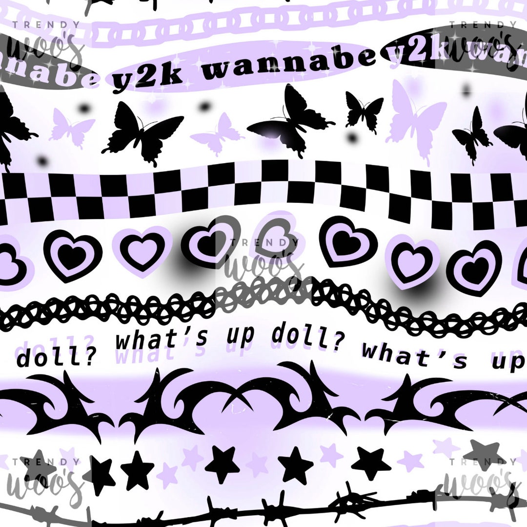 Noughties Aesthetic Retro 00s Style Fashion Gothic Pastel Seamless ...