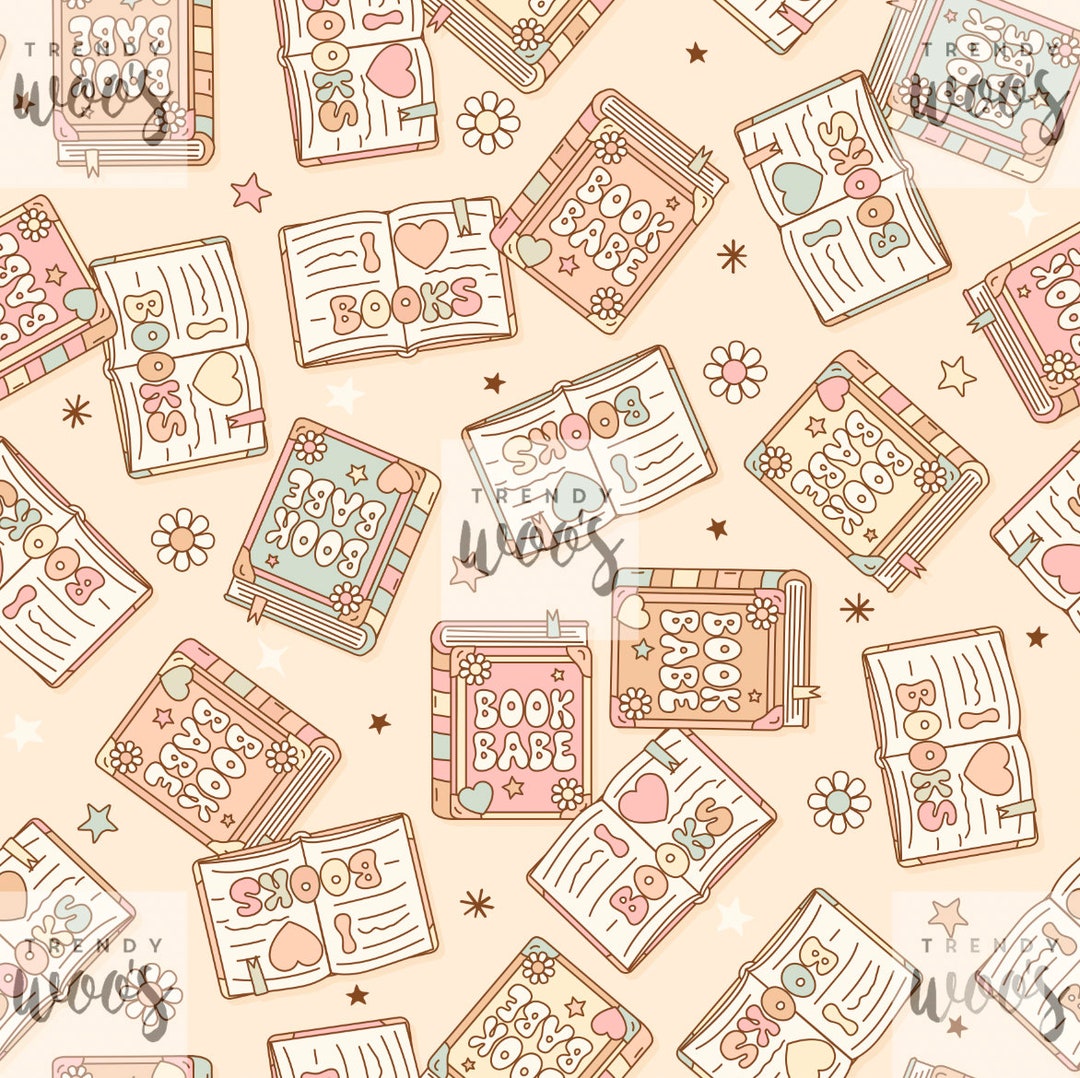 Book Babe Love Books Reading Literature Boho Muted Cute Seamless ...