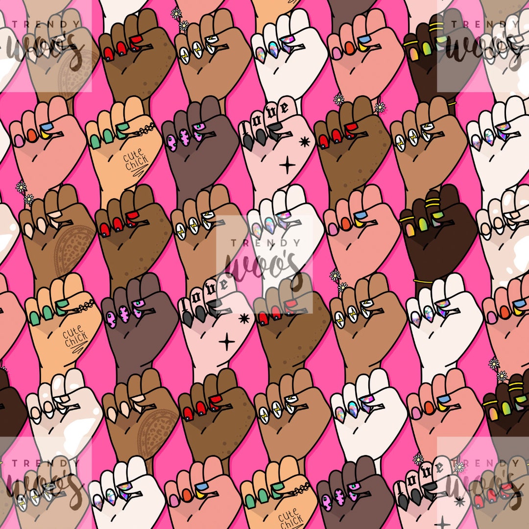 Girl Power Equality Feminist Feminism Women Pink Seamless Pattern ...