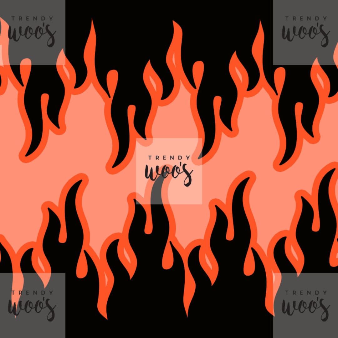 90s Flame Fire Orange Seamless Pattern / Fabric Design / Surface ...