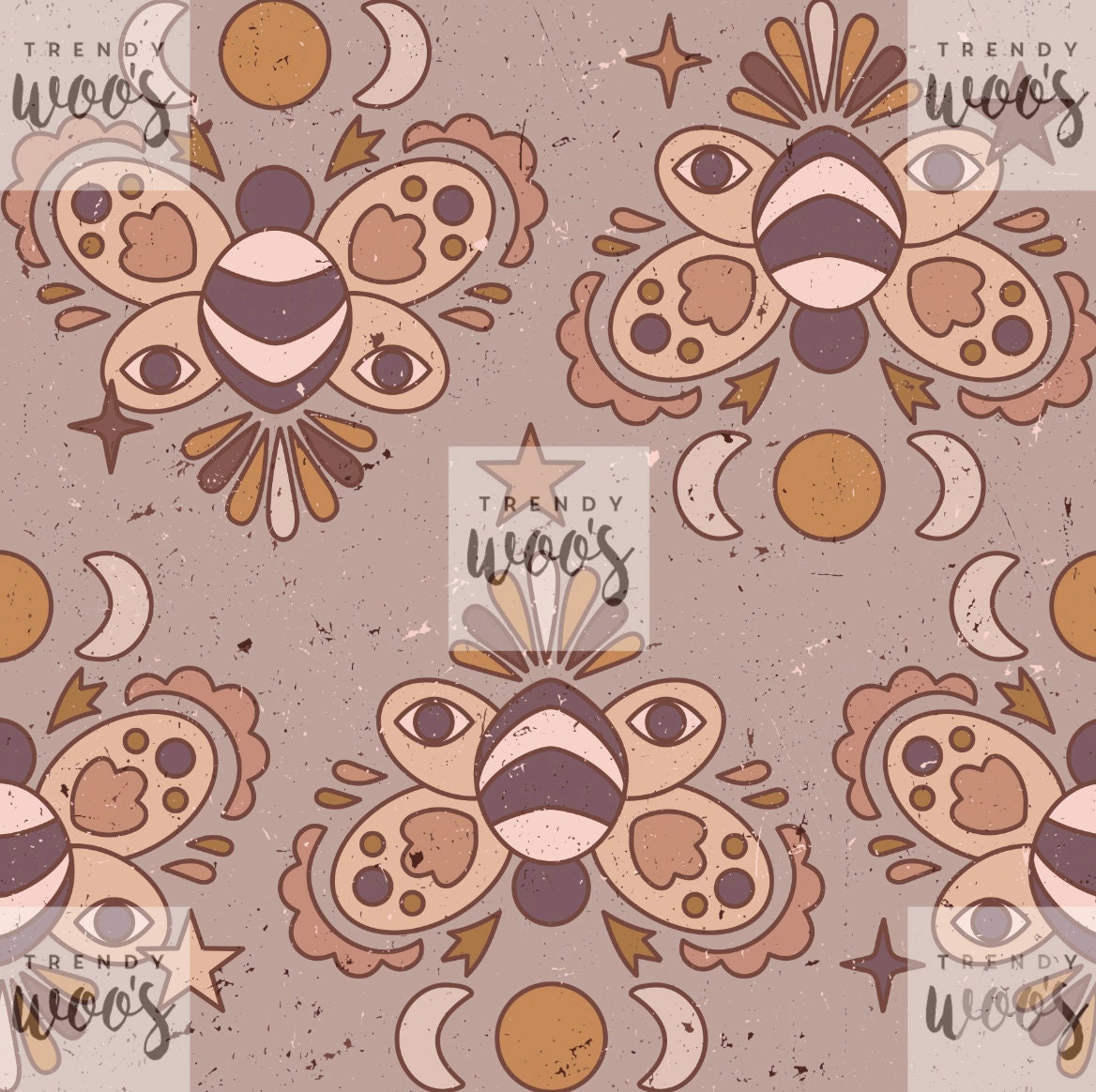 Bee 70s Modern Art Boho Bohemian Seamless Pattern / Fabric | Etsy