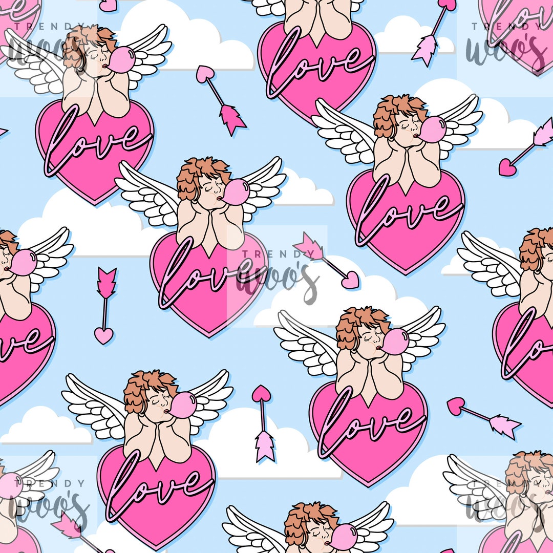 Cupid Valentines Heart Love Vintage Retro 90s Y2K Valentines Pink Heart ...
