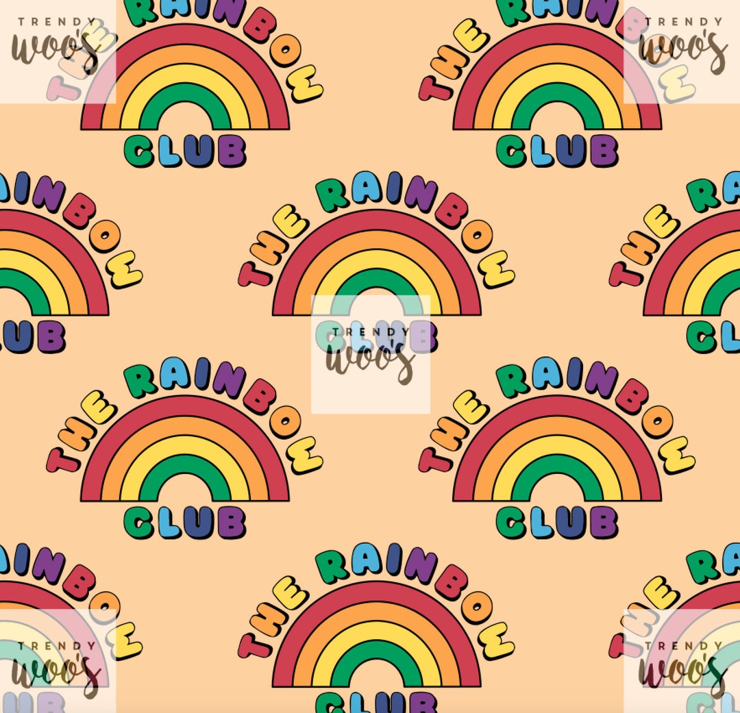 Rainbow Club Slogan Retro Vintage Fun Kids Seamless Pattern / Fabric ...