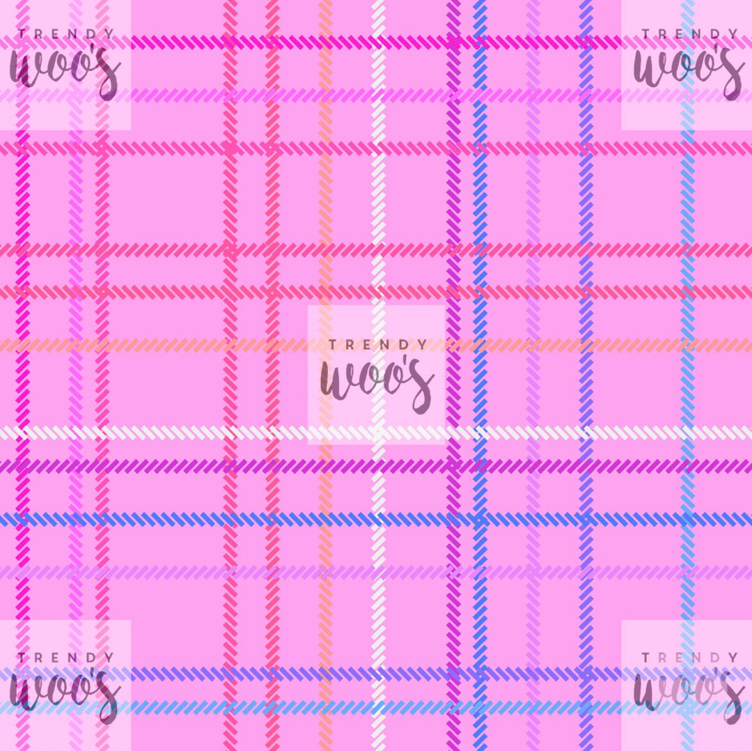 90s Retro Pink Neon Girl Plaid Gingham Check Seamless Pattern / Fabric ...