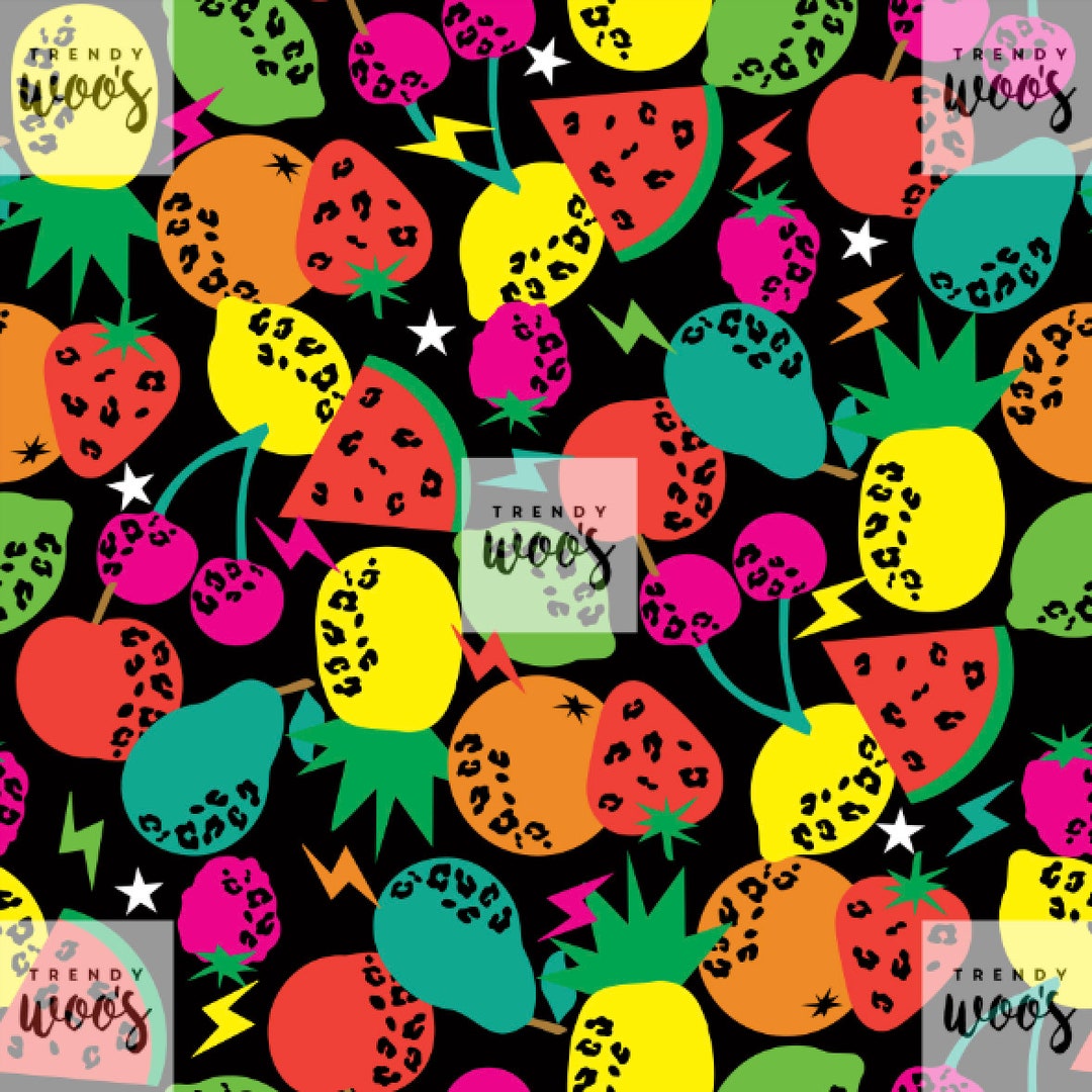 Tropical Leopard Fruit Lightning Seamless Pattern / Fabric Design ...