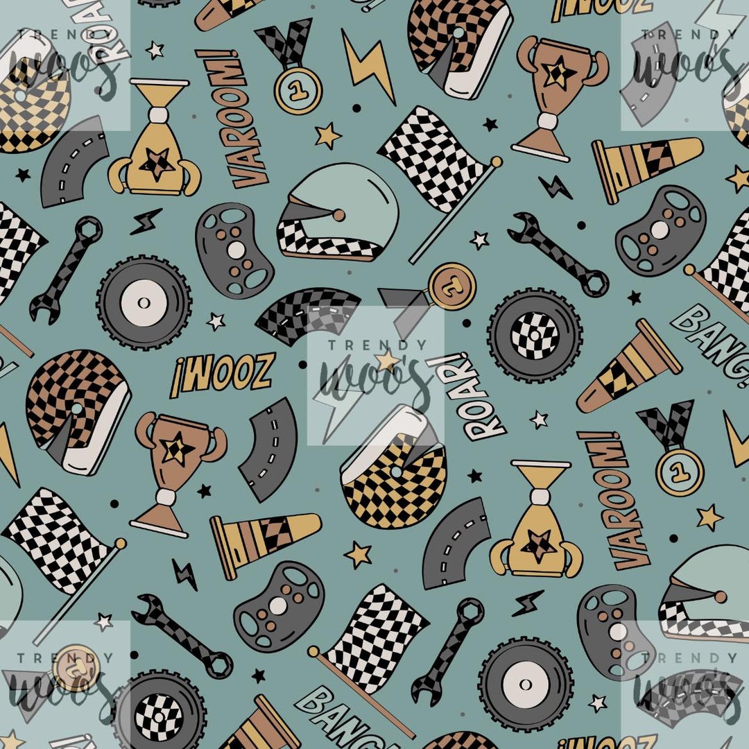 Motorsport Race Racing Car Sport Boys Retro Vintage Neutral Green ...
