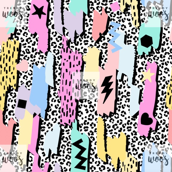 80s Tiled Pattern 80s Flashy Retro Elements Pattern Design Vector