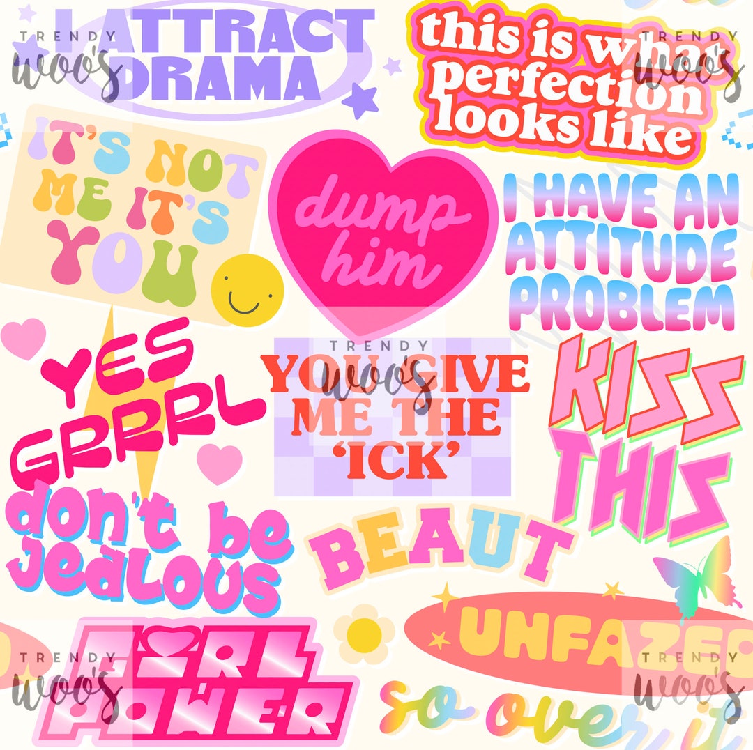 Y2K Aesthetic Slogans Valentines Retro 90s 00s Boss Babe Girls Seamless ...